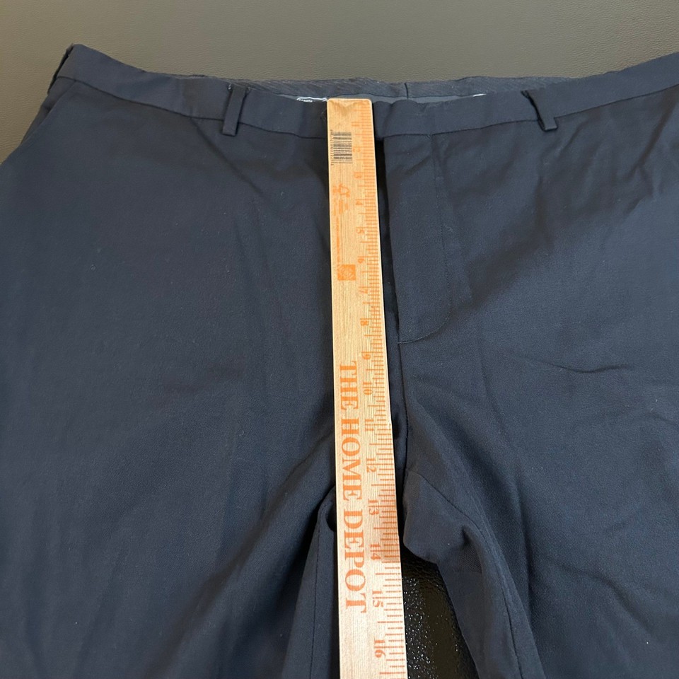 Pronto Uomo Platinum Dress Pants 100% Wool Flat Front Formal Black Mens ...