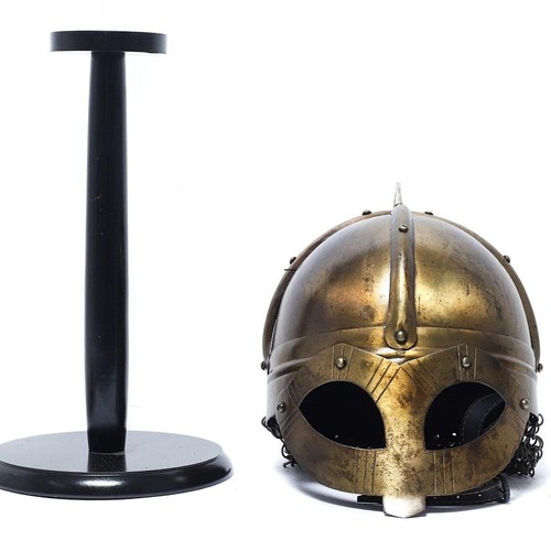 Medieval Viking Armor Warrior Chain Mail Mask Helmet with Wooden Stand ...