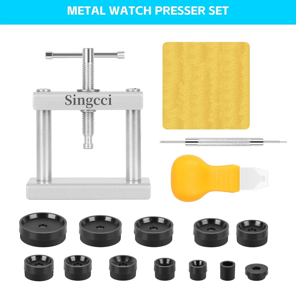 Singcci Watch Press Tool Set, Press Set Back Case Closer with 12 Molds ...