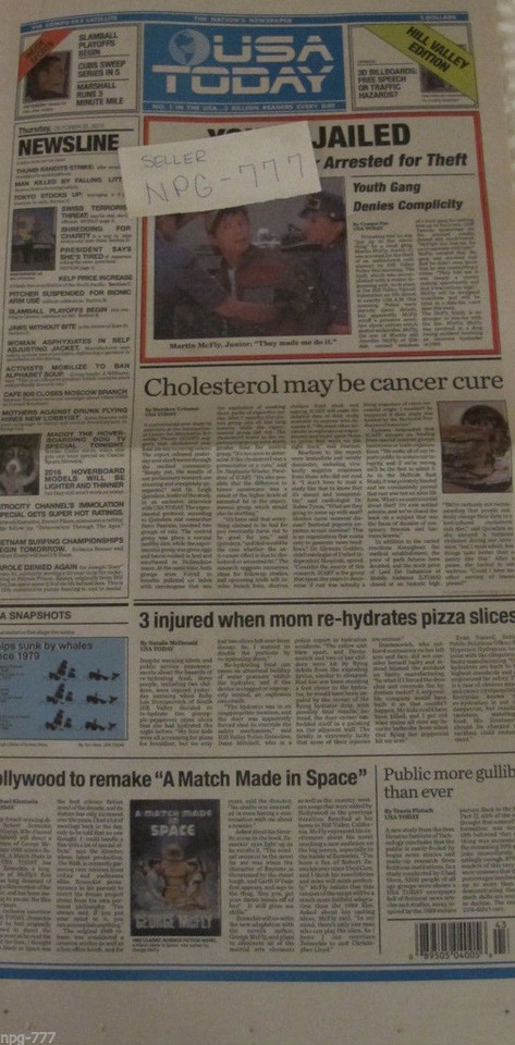 USA Today Back To The Future Cover Edition Newspaper 10/22/2015 Marty ...