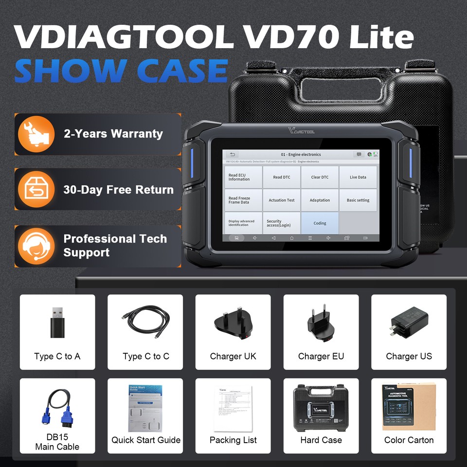 Used VD70Lite Auto All System Diagnostic Tool Bidirectional Control ...