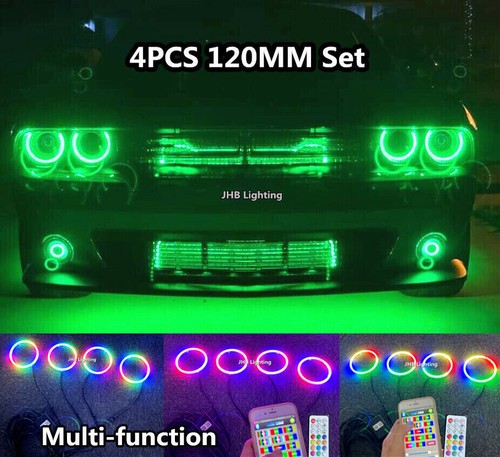 JHB 120MM x4PCS Bluetooth Dream Chasing Flow LED Full Rings Head Light ...