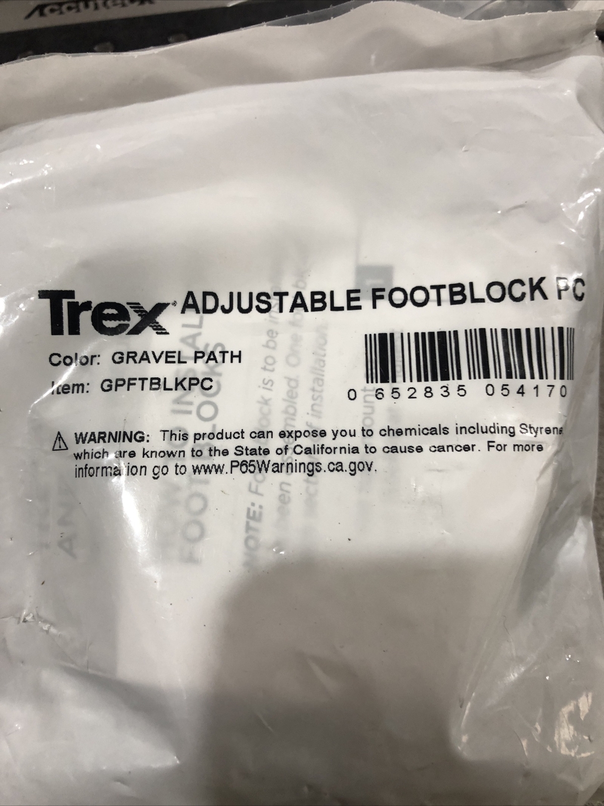 Trex Transcend Adjustable Foot Block PC Color GRAVEL PATH GPFTBLKPC for ...