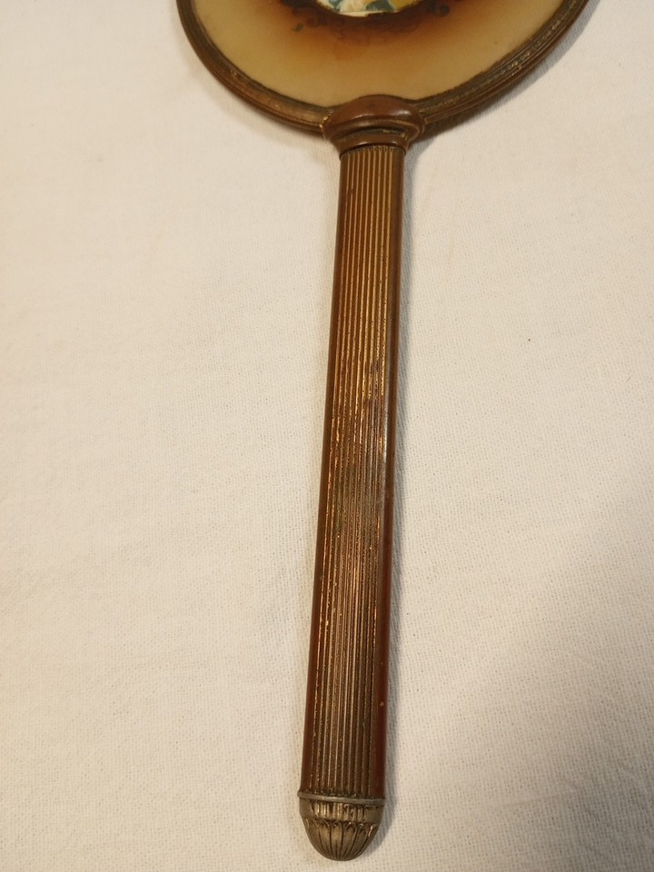 Antique Hand Mirror Victorian Lady Photo Bevelled Edge Vanity ...