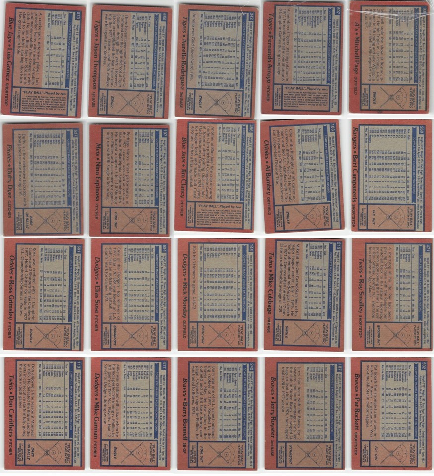 1978 Topps Lot of 100 VG MLB Baseball Cards Partial Set Collection | eBay