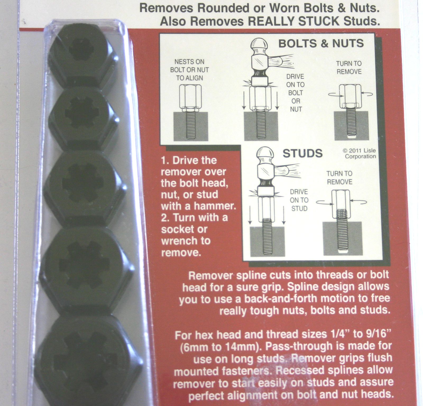 Lisle 19250 Stuck Bolt, Nut, and Stud Remover / Puller -Hammer On ...