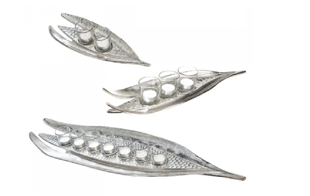 Casablanca edler Leuchter "Leaf" Alu 48cm Teelichthalter Kerzenleuchter 54615 4001250430872 | eBay