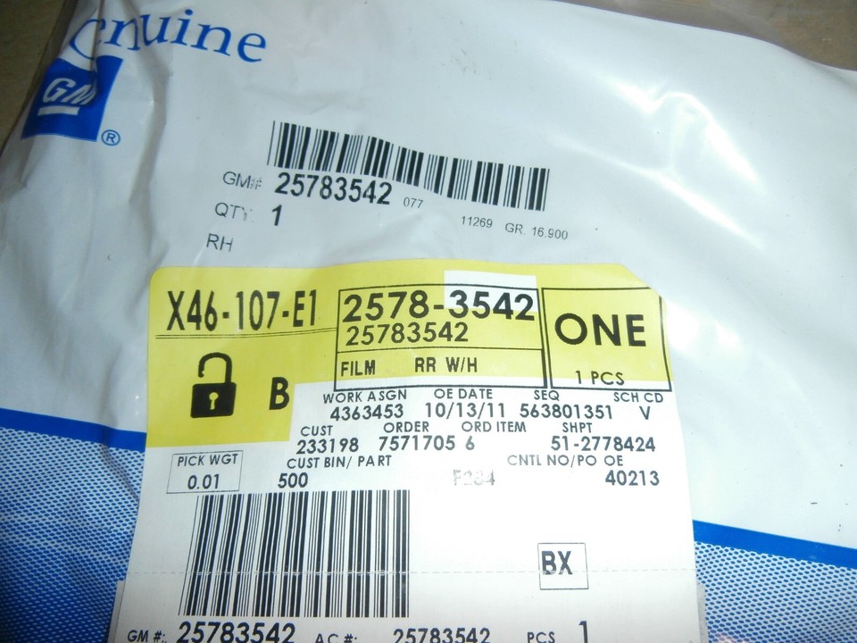 Genuine GM 25783542 Protective Film RR W/H | eBay