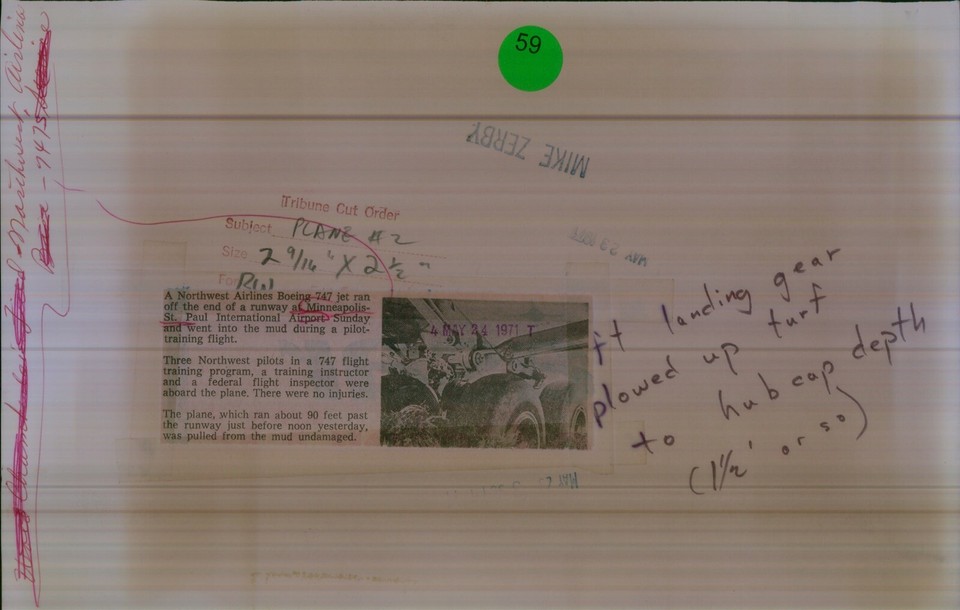 LG846 1971 Orig Mike Zerby Photo NORTHWEST AIRLINES Boeing 747 Drives ...