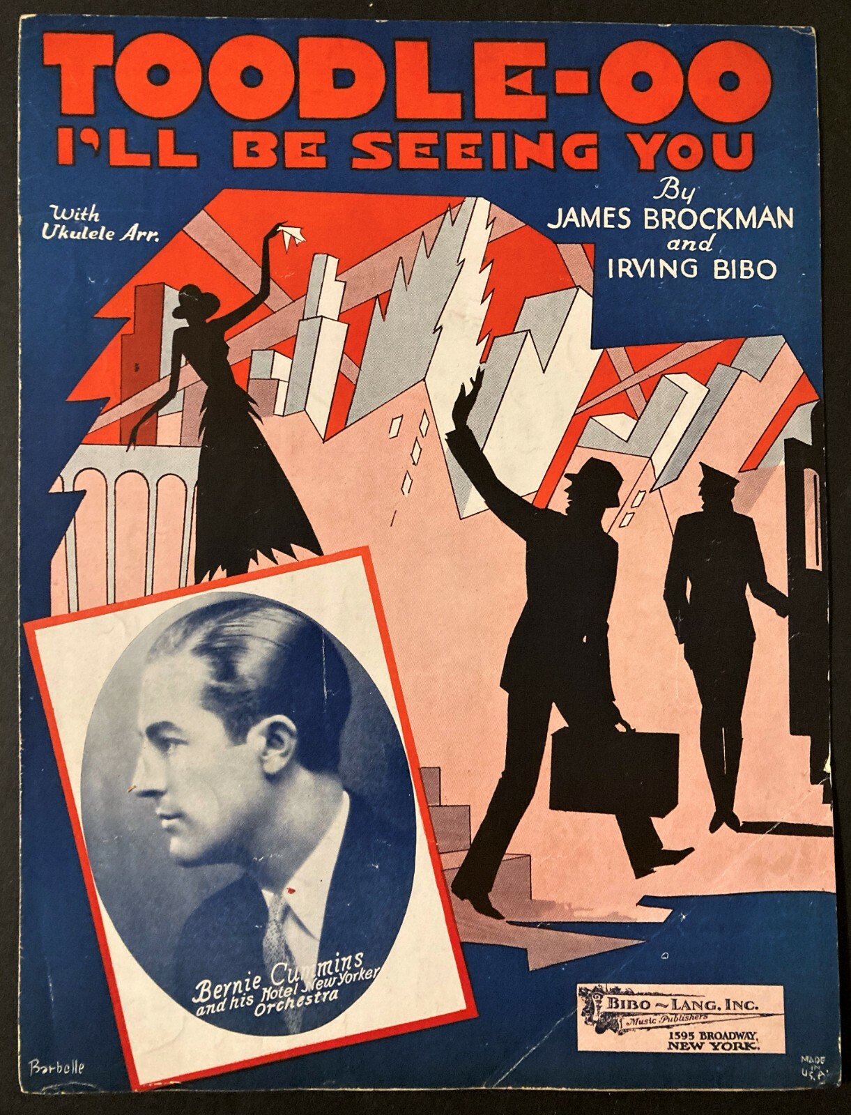 1930 "TOODLE-OO ~ I'LL BE SEEING YOU" SHEET MUSIC - BERNIE CUMMINS ...