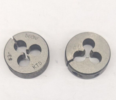 2 Kromhard 3-56 UNF Round Dies 13/16" OD Screw Adjustable Die Carbon ...