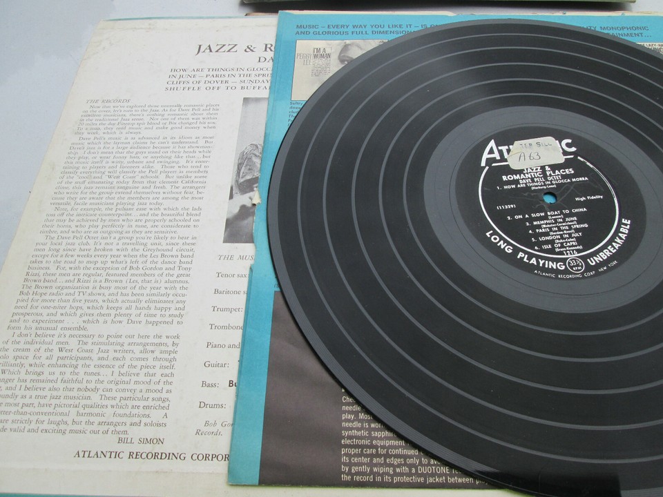 DAVE PELL OCTET JAZZ & ROMANTIC PLACES SAX BLACK ATLANTIC RECORD LABEL ...
