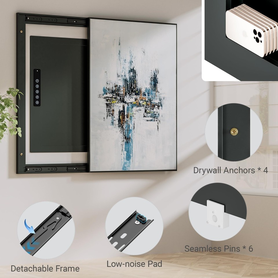 21x30 Wall Safe Cover, Left Or Right Slide Design Pull And Push Picture ...
