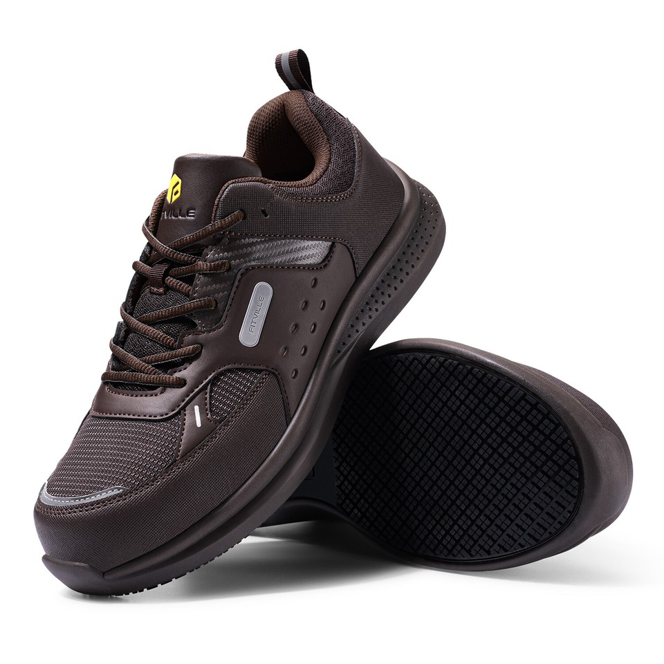 FitVille Men Extra Wide Safety Work Shoes Composite Toe Slip Resistant ...