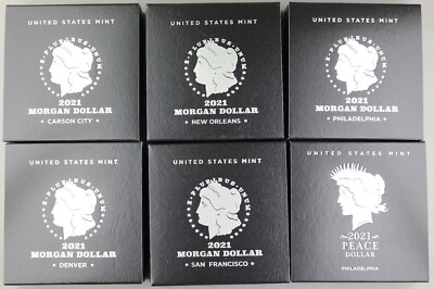 2021 Morgan (CC S D O P) & Peace Silver Dollar BOX & COA Only (NO Coins ...