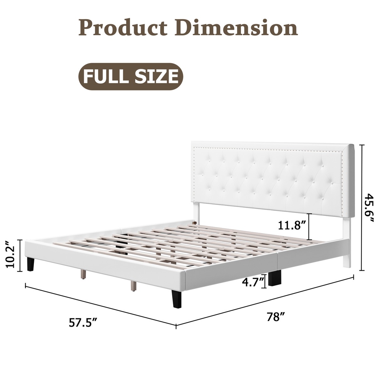 White Faux Leather Tufted Bed