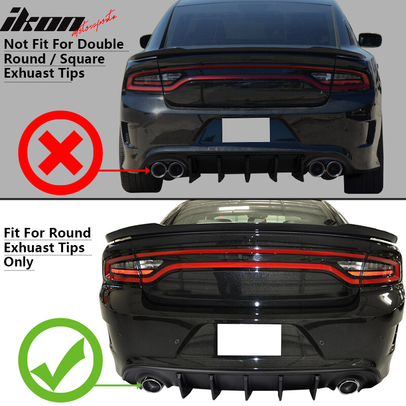 Fits 15-23 Dodge Charger IKON V3 Style Rear Diffuser w/ LED Light Matte ...