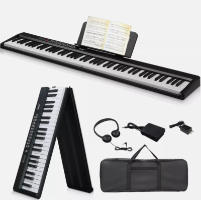 88-Key Foldable Digital Piano Full-size Semi Weighted Keyboard W ...