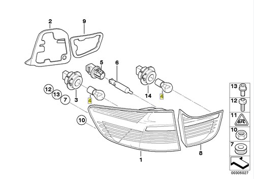 BMW Rear Tail Light Lamp Bump P21W Watt 12 Volt 7160790 63217160790 New ...