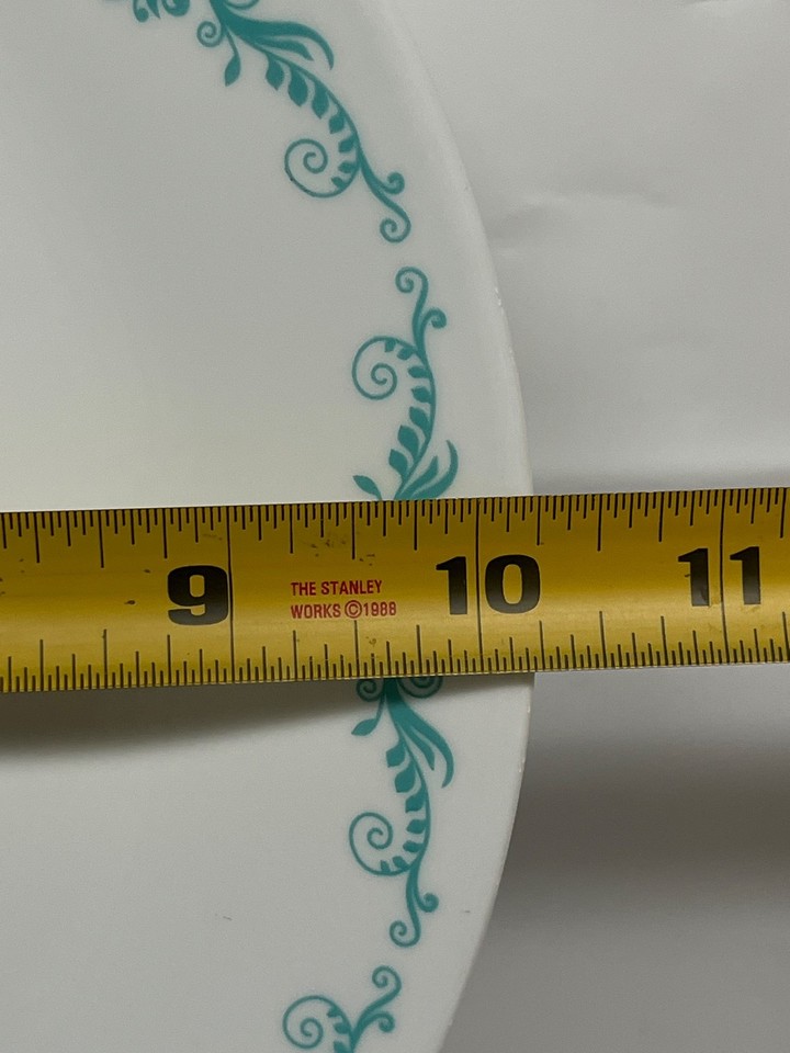 Set of 12 Corelle Garden Lace 10½ Dinner Plates Teal Blue Corning ...