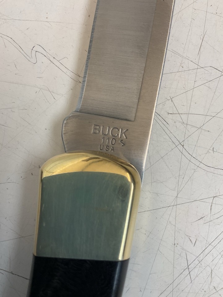 Buck USA Made 110 5" Closed Folding Hunter Lock Blade W/ Sheath | eBay