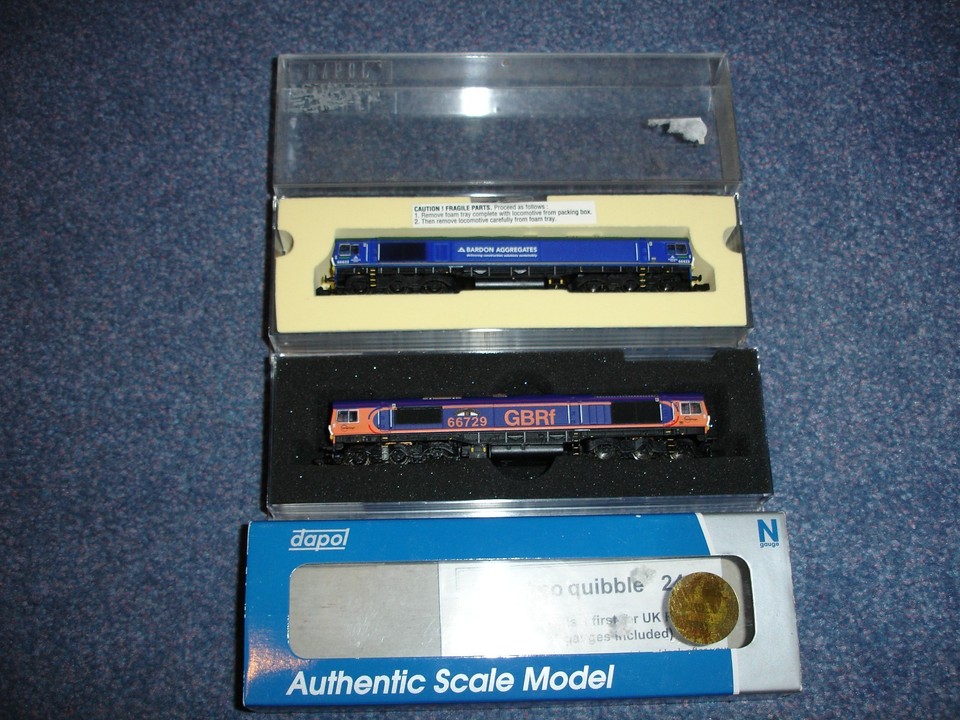 N Gauge Dapol Class 66 x 2: ND201D 66729 GBRf & ND-068 Bardon SPARES OR ...