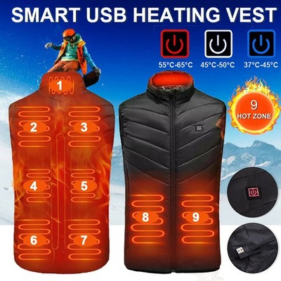 Unisex USB Electric Heated Vest Jacket Warm Up Heating Cloth Body ...