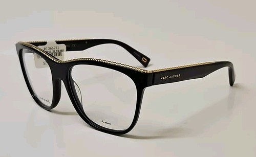 Marc Jacobs Eyeglasses Frames 164 807 Black Gold Square Full Rim 54-16 ...