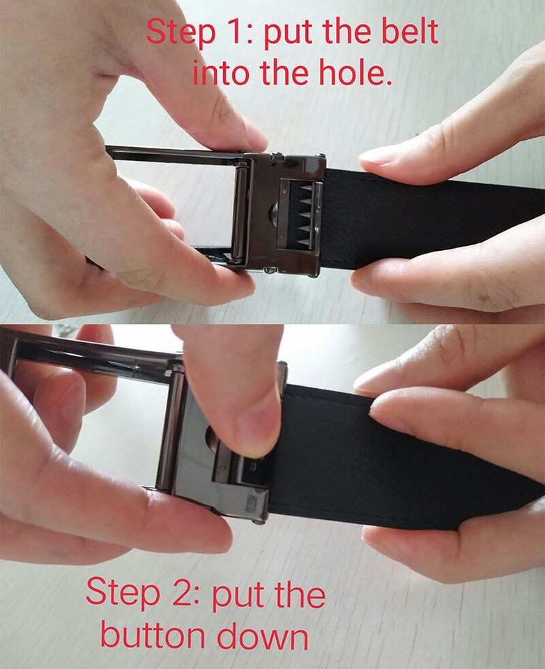 28″-48″ Men's Leather Ratchet Dress Belts Automatic Buckle Click ...