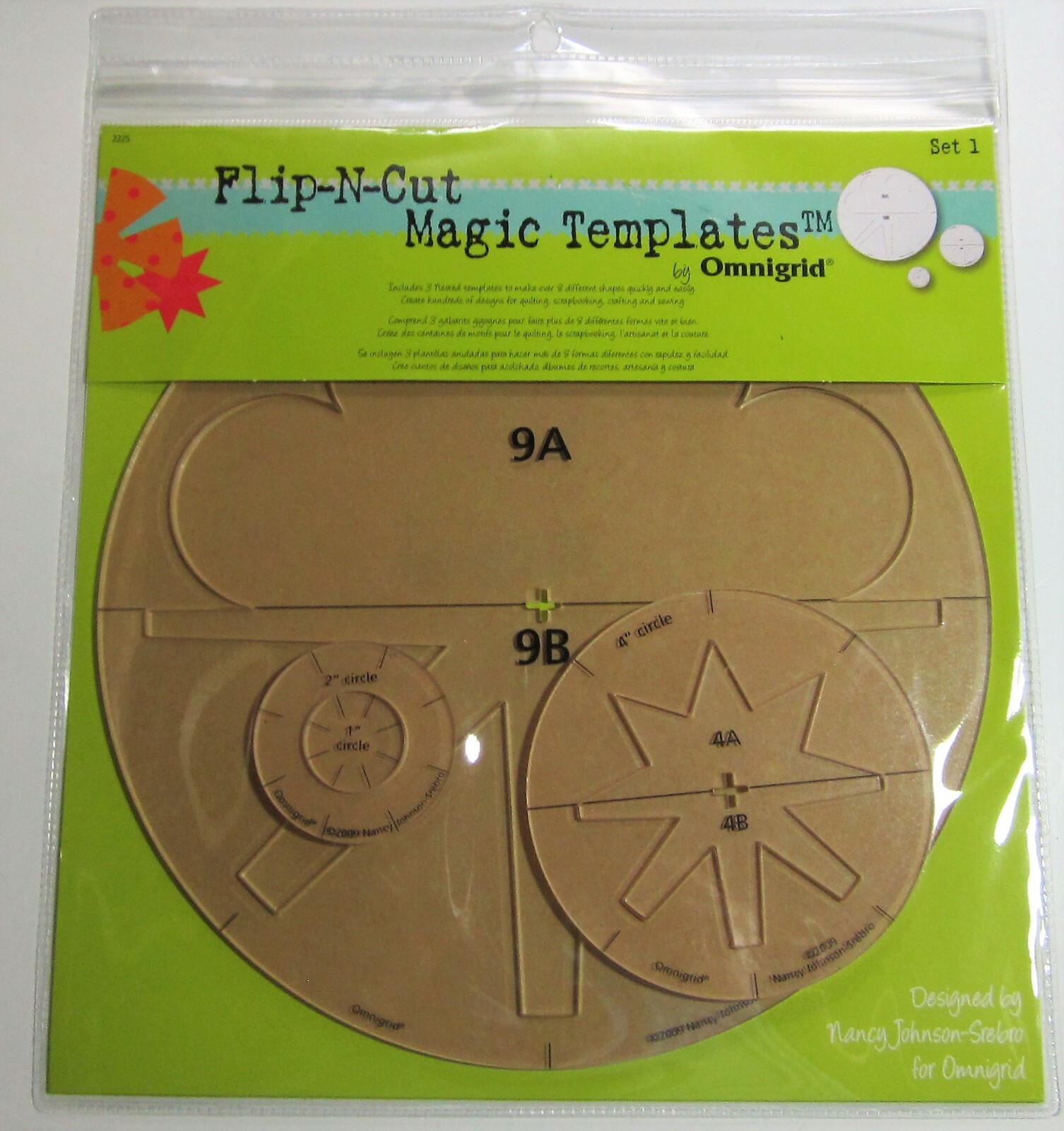 Omnigrid FLIP N CUT MAGIC TEMPLATES Set #1 for QUILTING SCRAPBOOKING ...