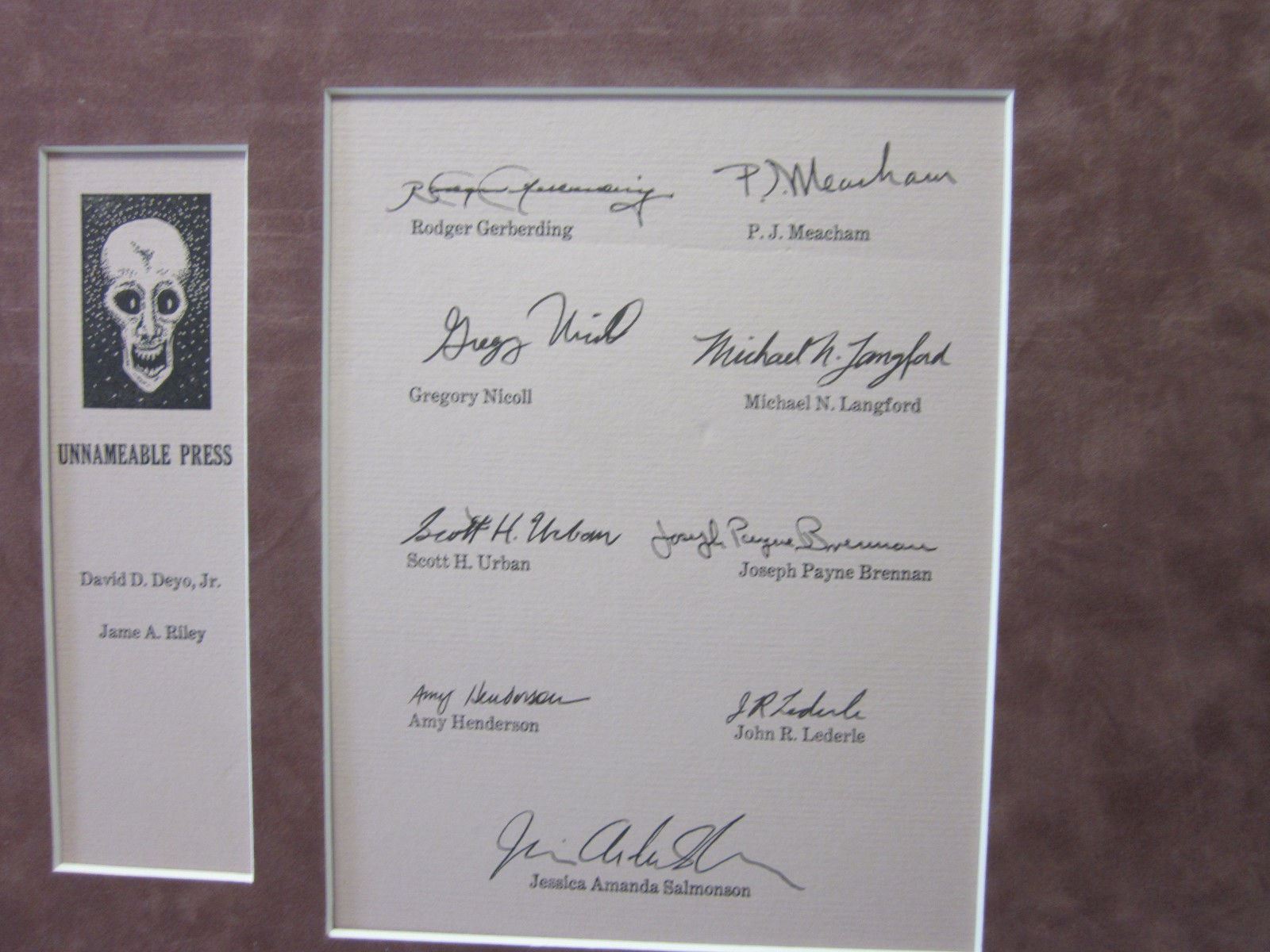 Unnameable Press - David Deyo Jr. Signed by Bradbury, Ligotti,Aldiss ...