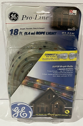 GE Pro-Line 18 ft Rope Light Multi Color Bright Bulbs 216 lights indoor ...