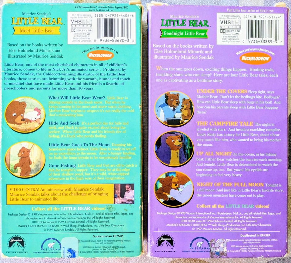 Vtg Nick Jr Little Bear - Meet Little Bear - Goodnight Little Bear VHS ...