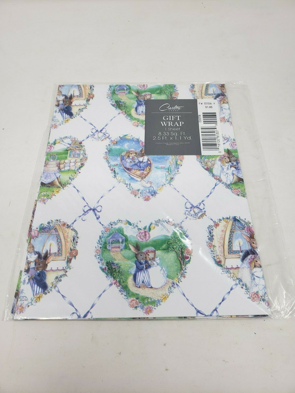 Carlton Cards Bunnies Wedding Gift Wrap Wrapping Paper Square Vintage ...