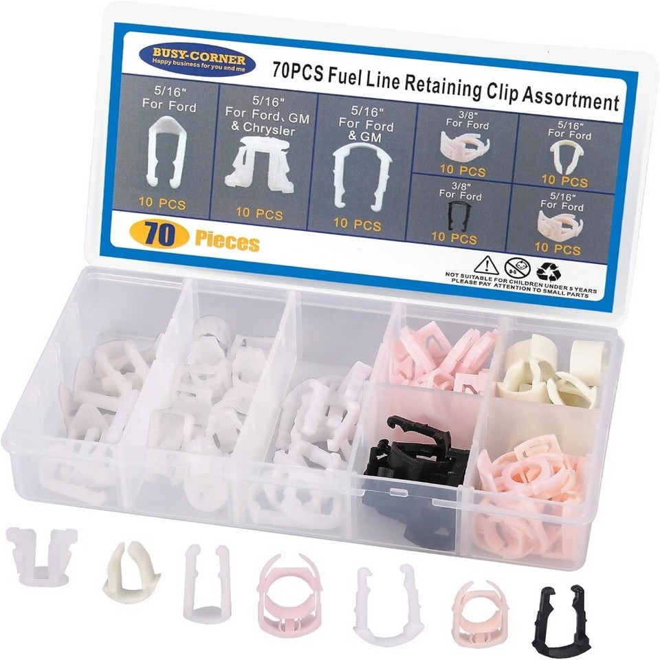 70Pcs Nylon Fuel Line Retaining Clip Fuel Line Retainer Clip Assortment ...