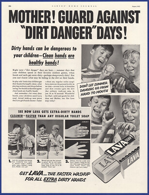 Vintage 1953 LAVA Soap Boys Washing Hands Bathroom Ephemera 1950's ...