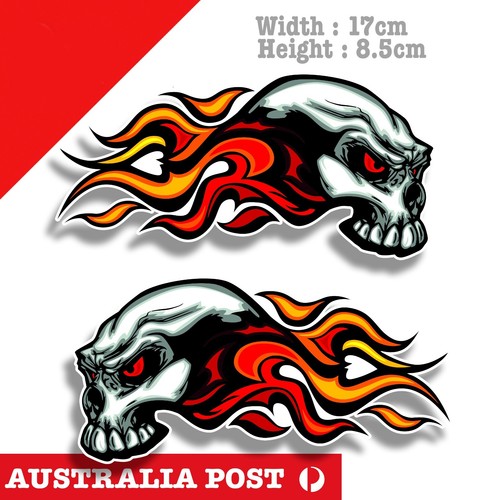 Flame Skull Motorcycle Fuel Tank, Helmet Decal Stickers | eBay Australia