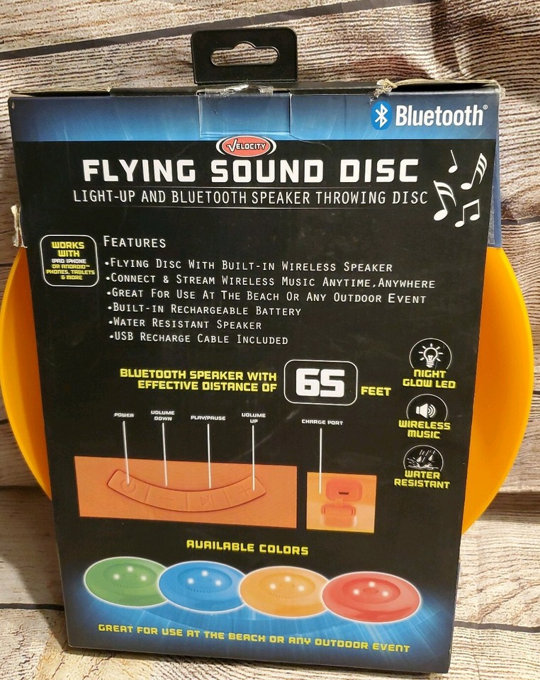 Velocity Flying Sound Frisbee - Light-Up & Bluetooth Speaker Throwing ...