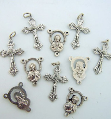 Rosary Repair Sacred Heart of Jesus Centerpiece Cross Crucifix Kit, Lot ...