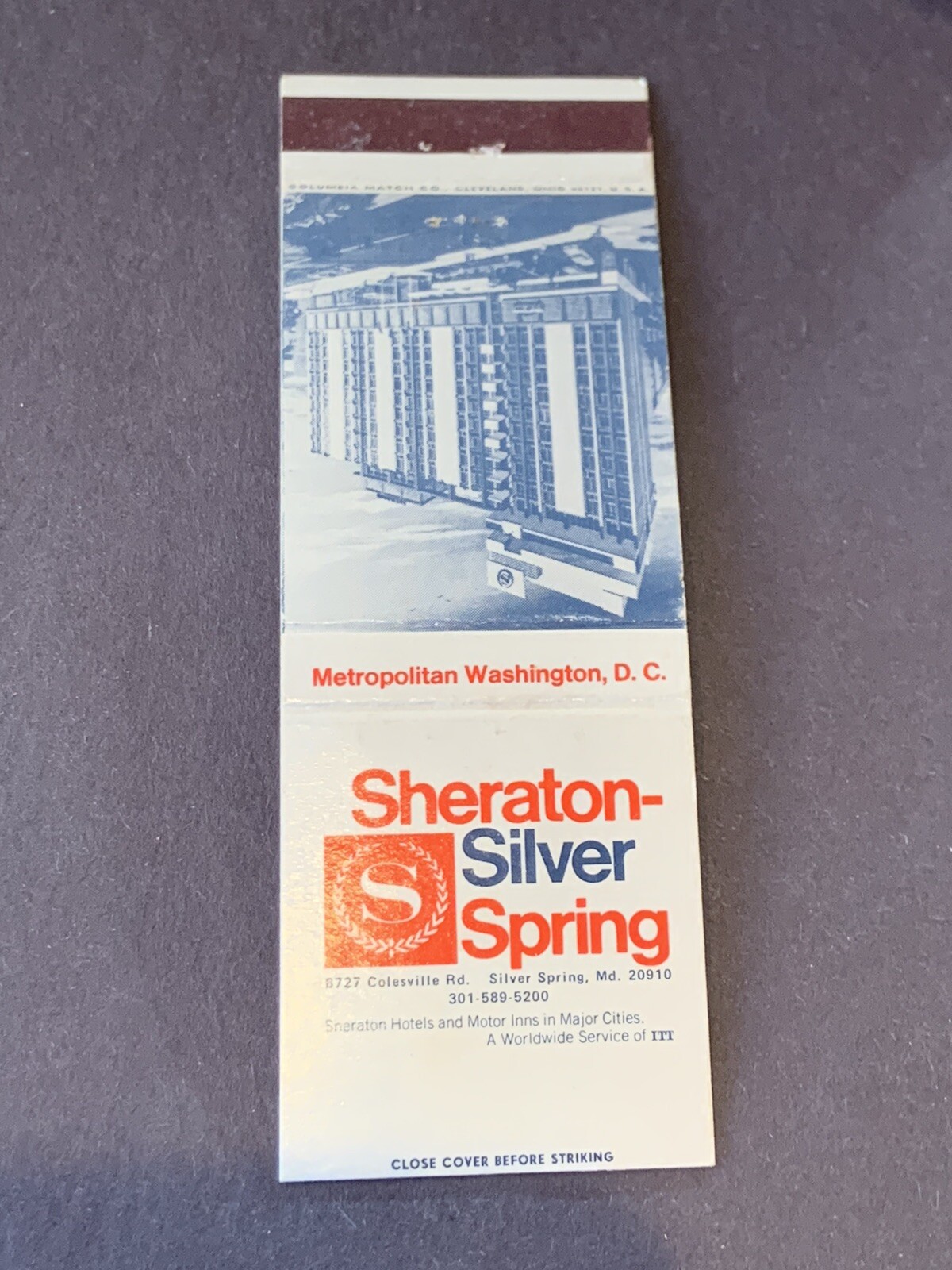 Vintage Maryland Matchbook: “Sheraton Silver Spring Hotel” Silver ...