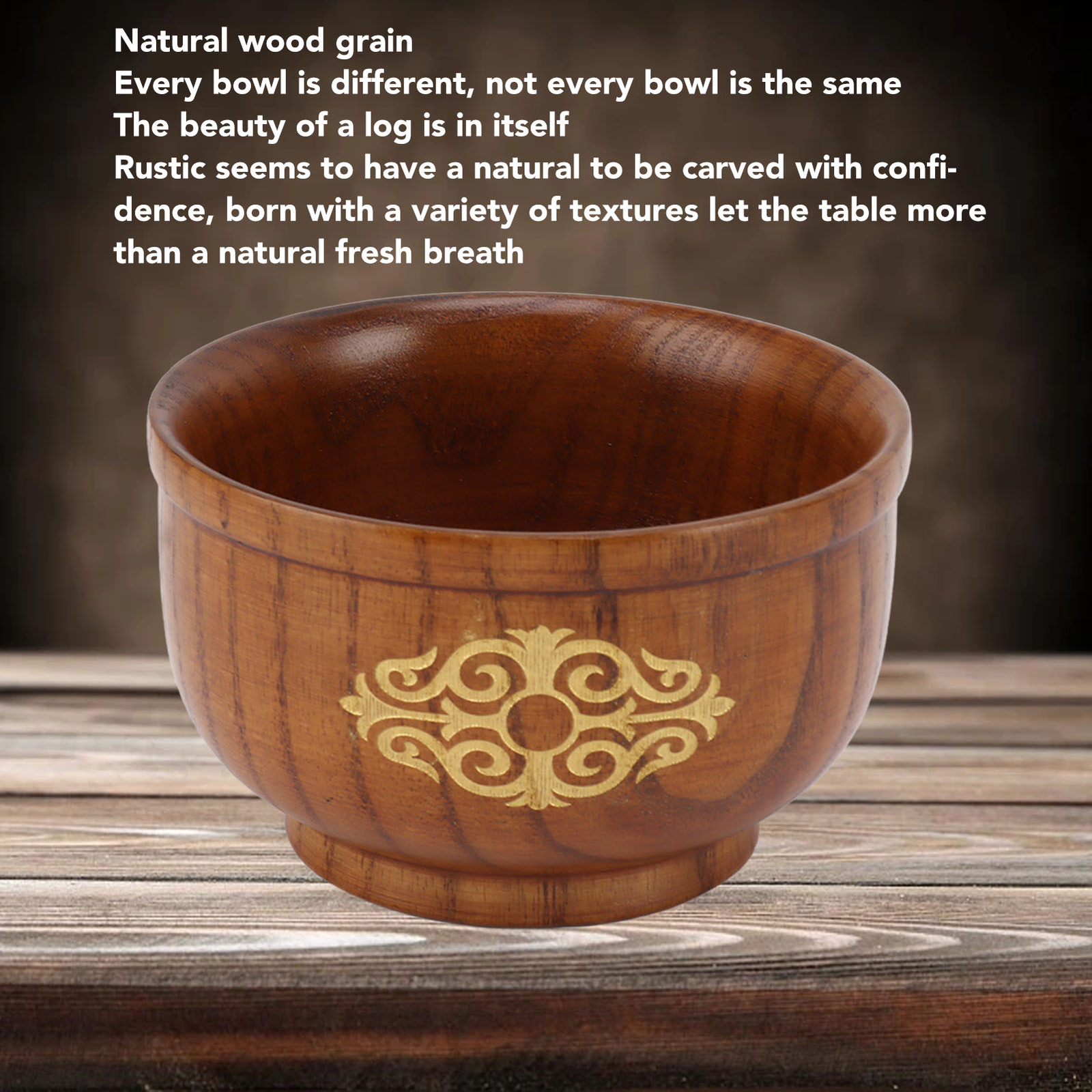 Wooden Rice Bowl Jujube Wood Anti Scald Exquisite Elegant Round Wooden ...