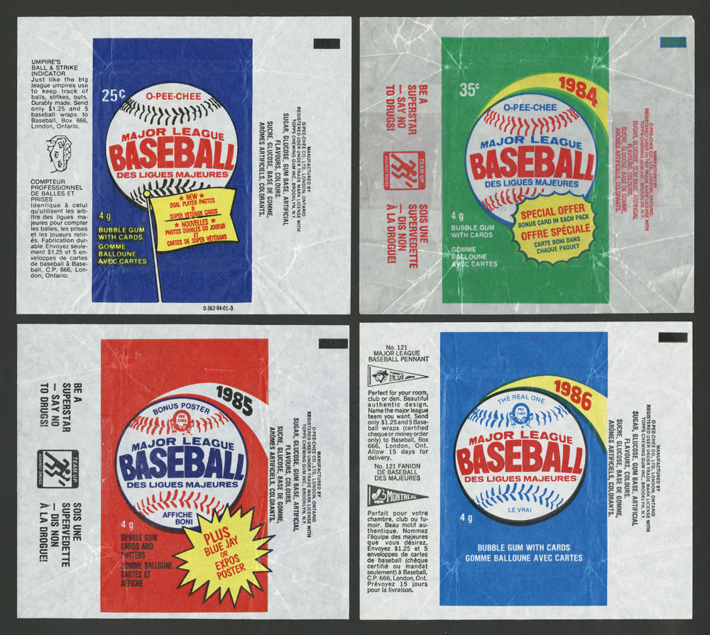 1974 to 1992 O-PEE-CHEE BASEBALL CARD WAX PACK WRAPPERS ~ 75 TOTAL | eBay