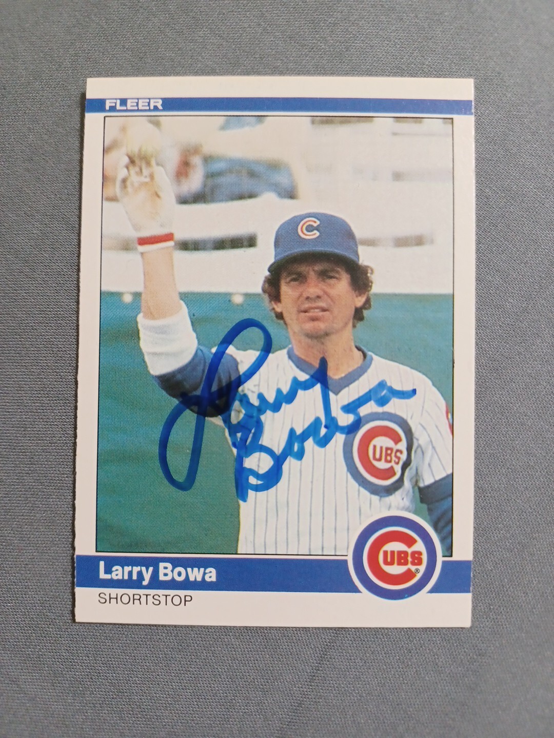 LARRY BOWA 1984 Fleer # 486 autographed signed card CHICAGO CUBS 84 ...