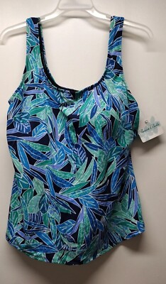 NEW Beach Belle Tankini Plus 24 Blue Leaves Swim Top Swimsuits For All ...