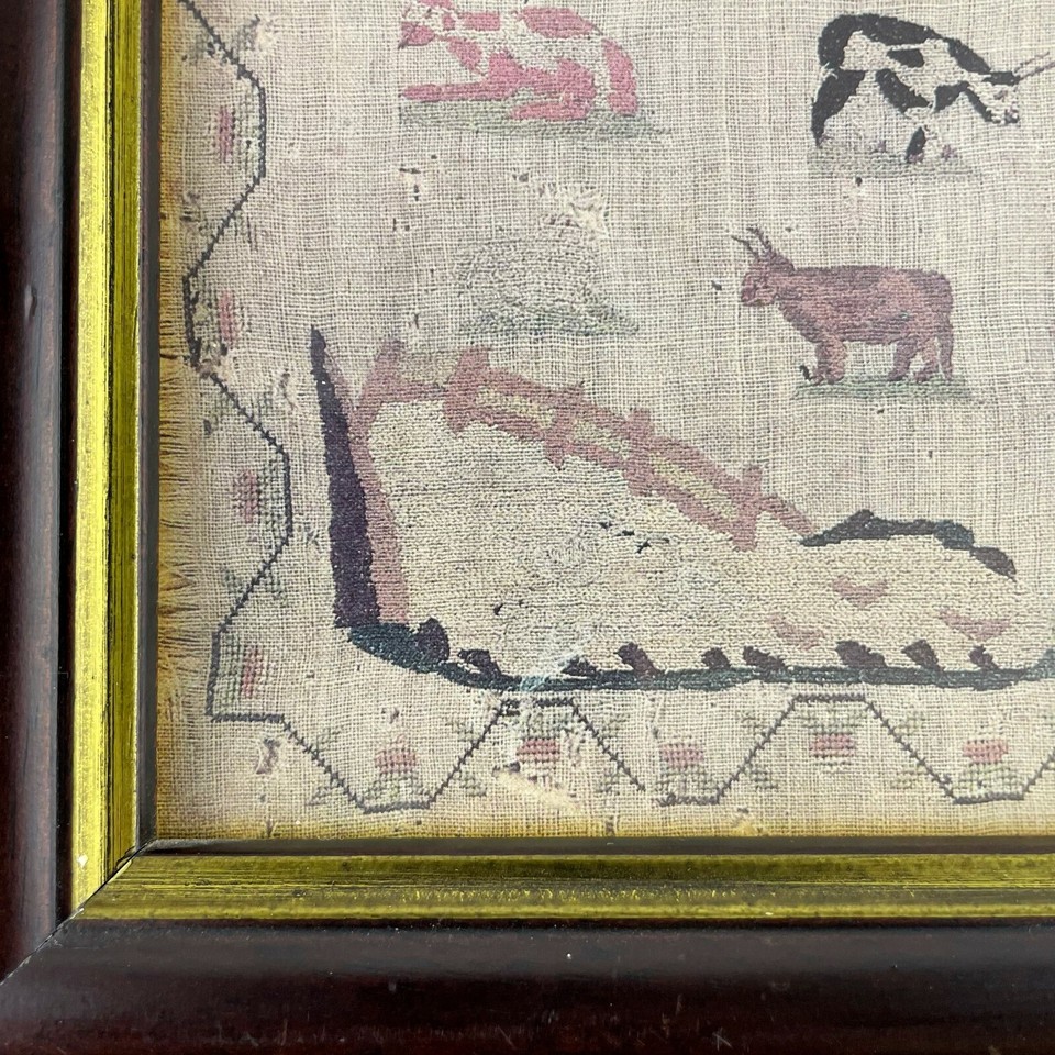 Vintage Needlework Sampler Reproduction Framed Art Print of 19th ...