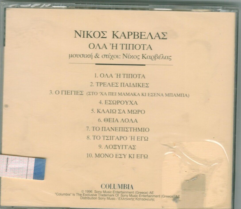Nikos Karvelas - Ola I' Tipota / Rare Greek Music CD NEW | eBay