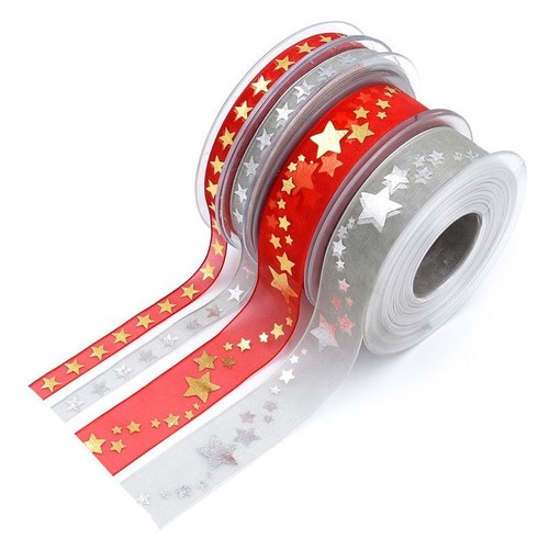 Christmas Stars Ribbon Tape Needlework Craft Decoration Organza ...