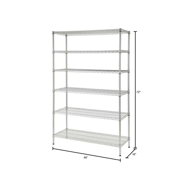 HDX HDX HD18481302PS-1 Chrome 6-Tier Heavy Duty Metal Wire Shelving ...