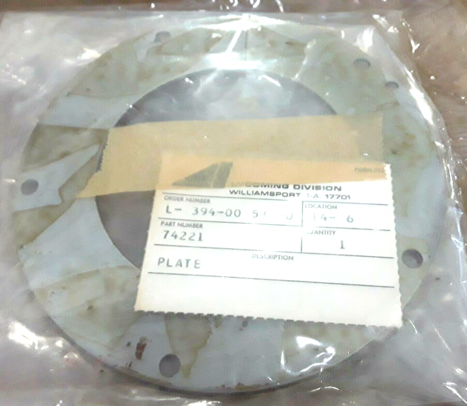 Lycoming™ Accessory Drive Plate (Aviation / Aircraft), P/N 74221, NOS ...