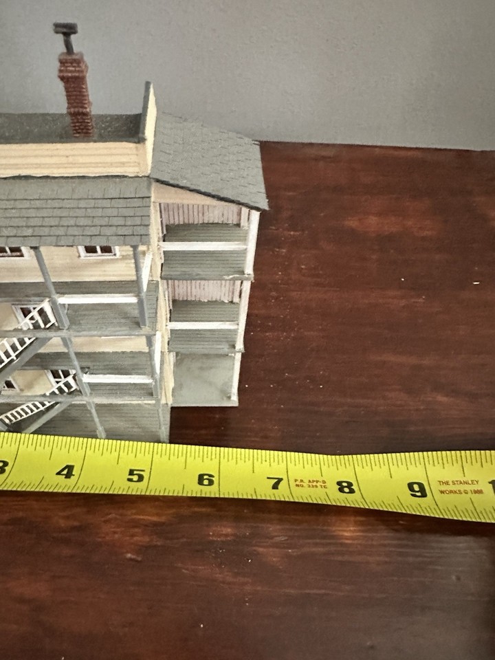 Vtg HO Scale Scratch Built Wooden Apartment House Fine Details ...
